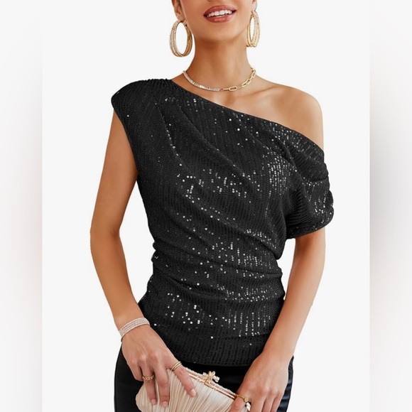 Tops | Nwt One Shoulder Sequin Sparkly Top Available In Multi Colors ...